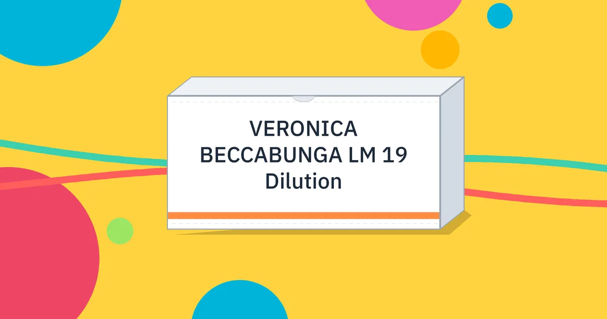 Symbolbild: Packung mit der Aufschrift VERONICA BECCABUNGA LM 19 Dilution (PZN 13269146) – Verfügbarkeit und Bezug in Apotheken in Frankfurt am Main