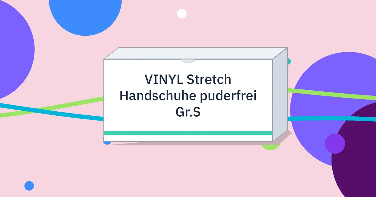 Symbolbild: Packung mit der Aufschrift VINYL Stretch Handschuhe puderfrei Gr.S (PZN 09544664) – Verfügbarkeit und Bezug in Apotheken in Frankfurt am Main