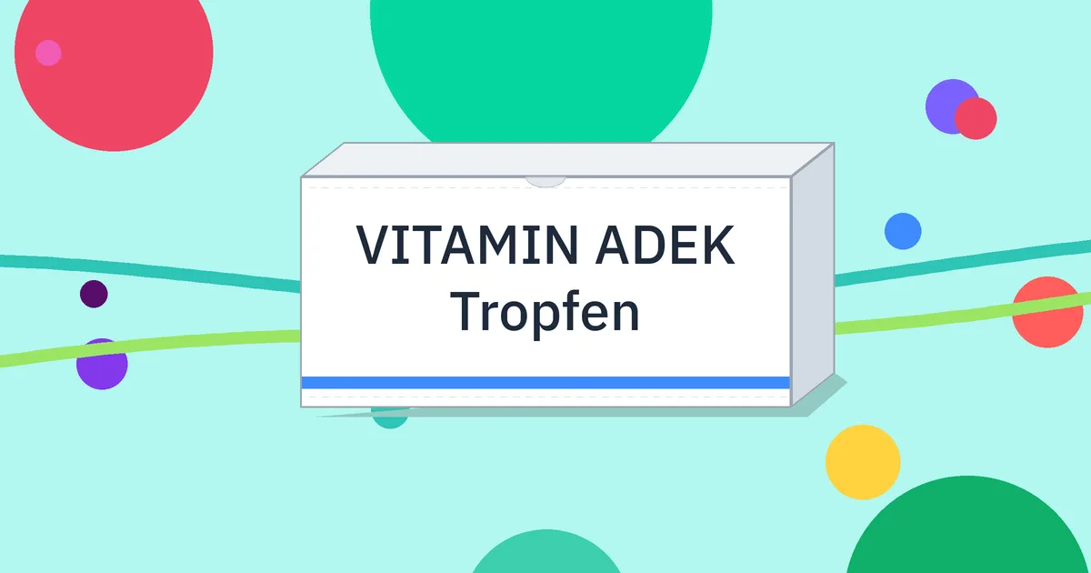 Symbolbild: Packung mit der Aufschrift VITAMIN ADEK Tropfen (PZN 20516295) – Verfügbarkeit und Bezug in Apotheken in Frankfurt am Main
