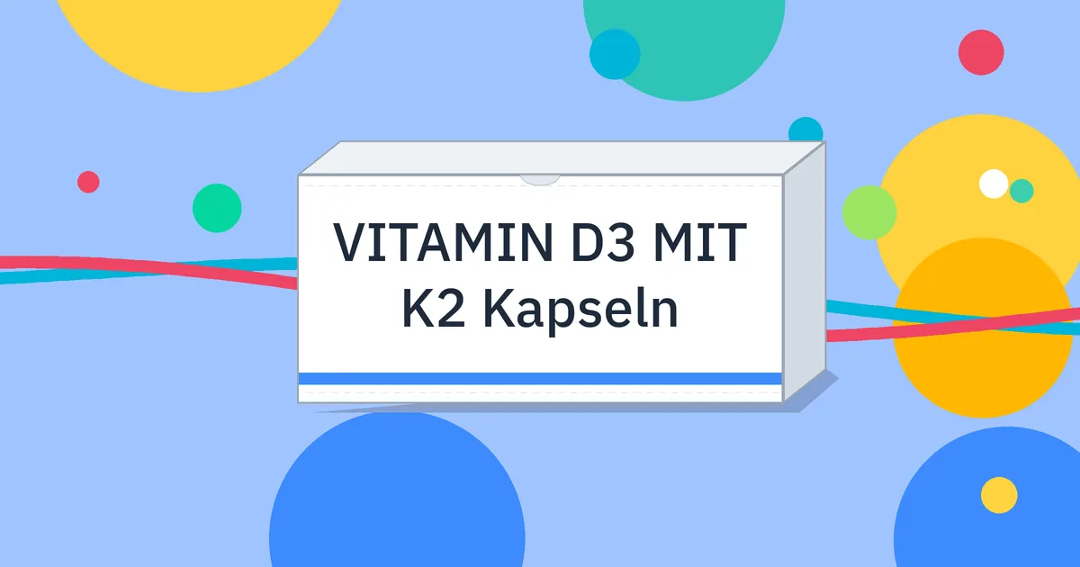 Symbolbild: Packung mit der Aufschrift VITAMIN D3 MIT K2 Kapseln (PZN 18100363) – Verfügbarkeit und Bezug in Apotheken in Frankfurt am Main