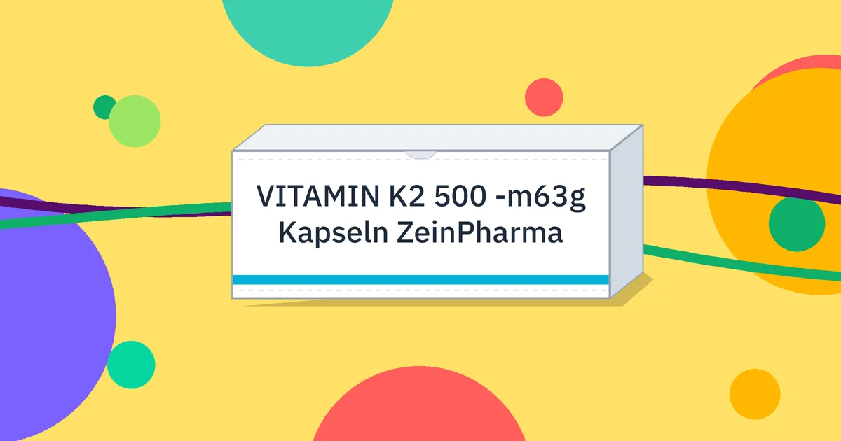 Symbolbild: Packung mit der Aufschrift VITAMIN K2 500 -m63g Kapseln ZeinPharma (PZN 19299289) – Verfügbarkeit und Bezug in Apotheken in Frankfurt am Main