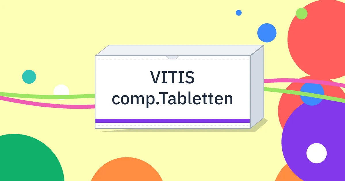 Symbolbild: Packung mit der Aufschrift VITIS comp.Tabletten (PZN 00764631) – Verfügbarkeit und Bezug in Apotheken in Frankfurt am Main