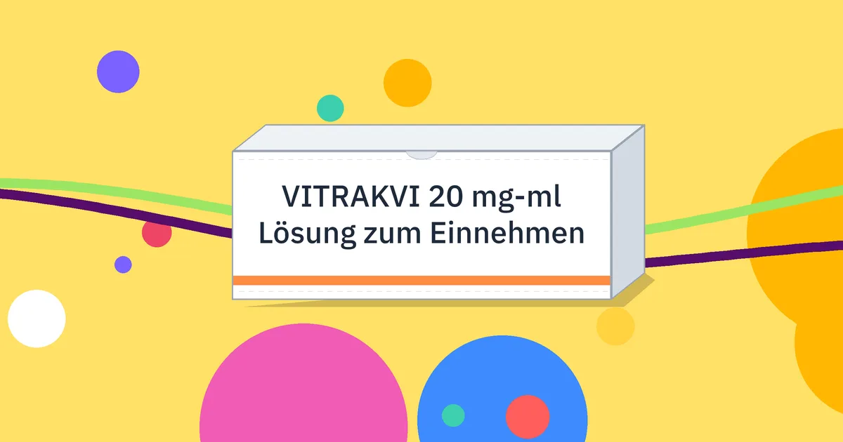 Symbolbild: Packung mit der Aufschrift VITRAKVI 20 mg-ml Lösung zum Einnehmen (PZN 16768447) – Verfügbarkeit und Bezug in Apotheken in Frankfurt am Main