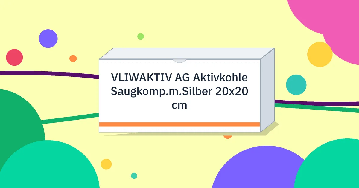 Symbolbild: Packung mit der Aufschrift VLIWAKTIV AG Aktivkohle Saugkomp.m.Silber 20x20 cm (PZN 15431289) – Verfügbarkeit und Bezug in Apotheken in Frankfurt am Main