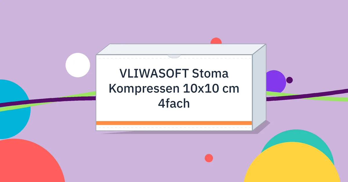 Symbolbild: Packung mit der Aufschrift VLIWASOFT Stoma Kompressen 10x10 cm 4fach (PZN 02269284) – Verfügbarkeit und Bezug in Apotheken in Frankfurt am Main