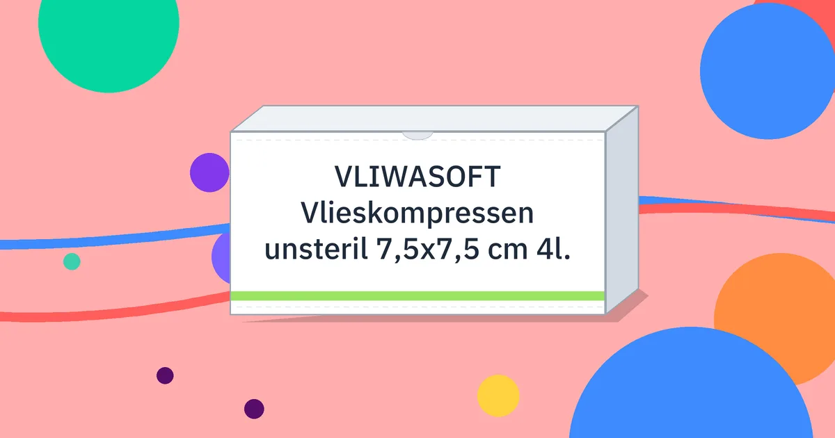 Symbolbild: Packung mit der Aufschrift VLIWASOFT Vlieskompressen unsteril 7,5x7,5 cm 4l. (PZN 17241736) – Verfügbarkeit und Bezug in Apotheken in Frankfurt am Main