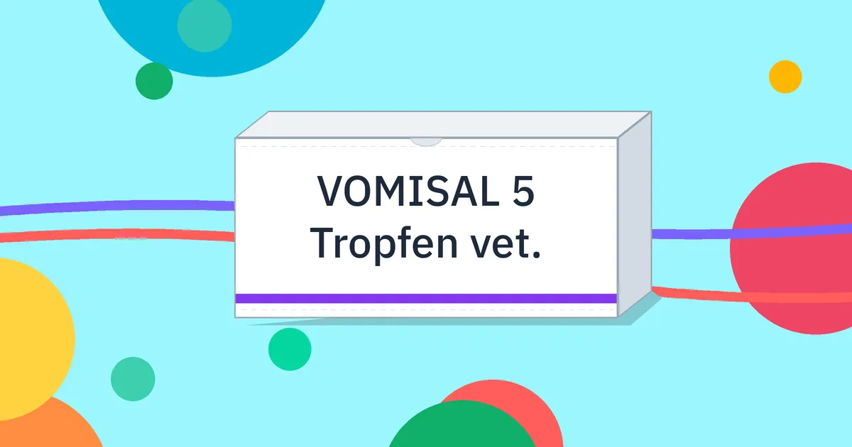Symbolbild: Packung mit der Aufschrift VOMISAL 5 Tropfen vet. (PZN 02538436) – Verfügbarkeit und Bezug in Apotheken in Frankfurt am Main