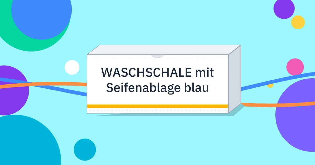 Symbolbild: Packung mit der Aufschrift WASCHSCHALE mit Seifenablage blau (PZN 10075683) – Verfügbarkeit und Bezug in Apotheken in Frankfurt am Main
