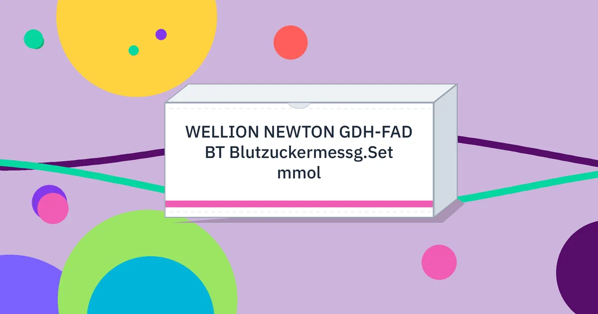 Symbolbild: Packung mit der Aufschrift WELLION NEWTON GDH-FAD BT Blutzuckermessg.Set mmol (PZN 16749711) – Verfügbarkeit und Bezug in Apotheken in Frankfurt am Main