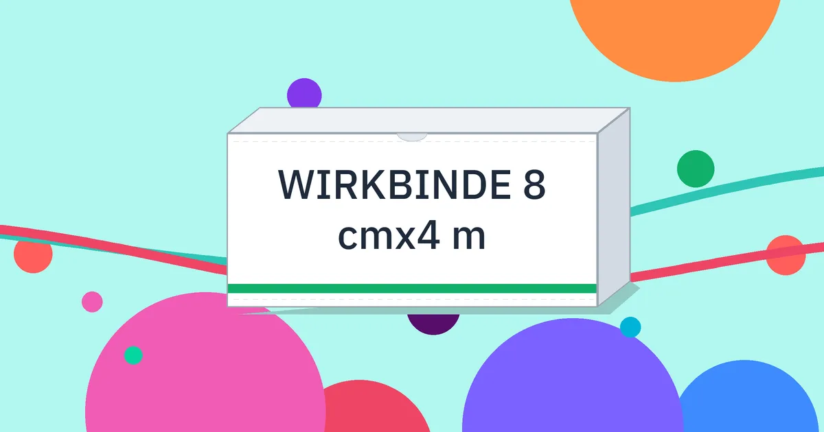 Symbolbild: Packung mit der Aufschrift WIRKBINDE 8 cmx4 m (PZN 20364804) – Verfügbarkeit und Bezug in Apotheken in Frankfurt am Main