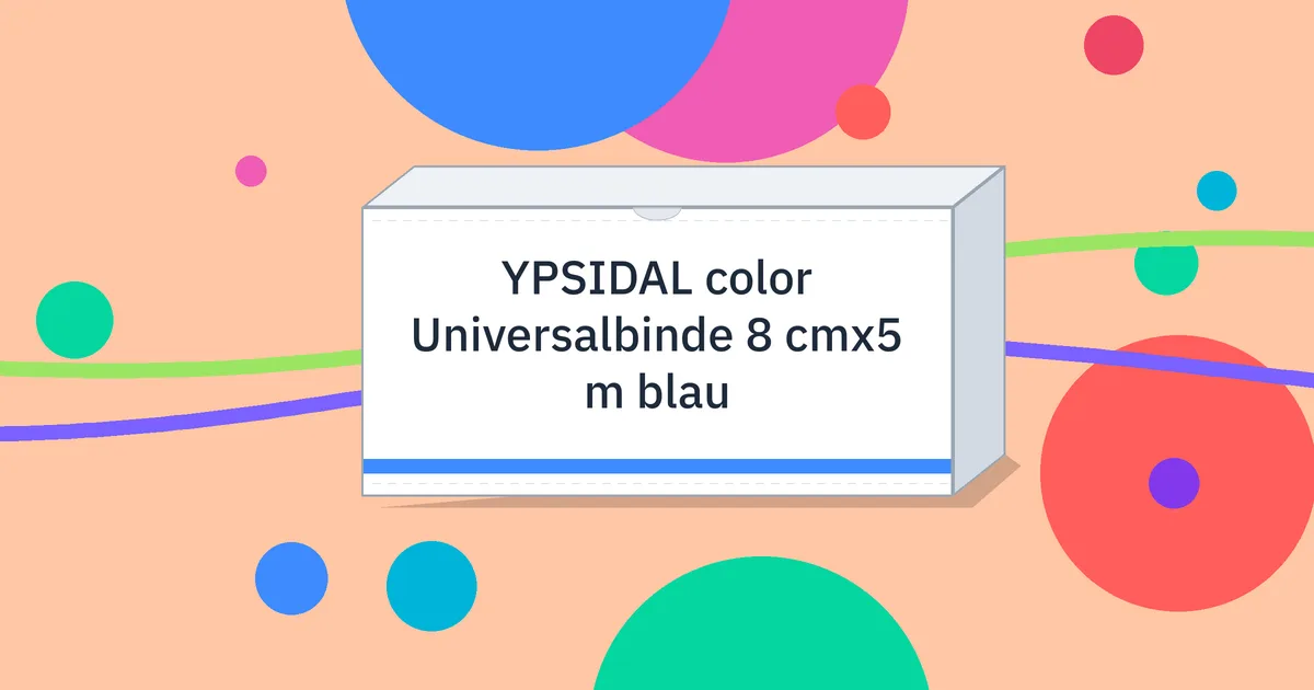 Symbolbild: Packung mit der Aufschrift YPSIDAL color Universalbinde 8 cmx5 m blau (PZN 12604631) – Verfügbarkeit und Bezug in Apotheken in Frankfurt am Main