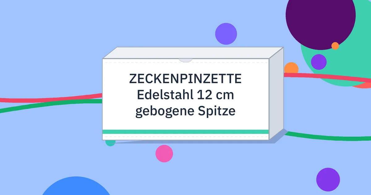 Symbolbild: Packung mit der Aufschrift ZECKENPINZETTE Edelstahl 12 cm gebogene Spitze (PZN 16358258) – Verfügbarkeit und Bezug in Apotheken in Frankfurt am Main