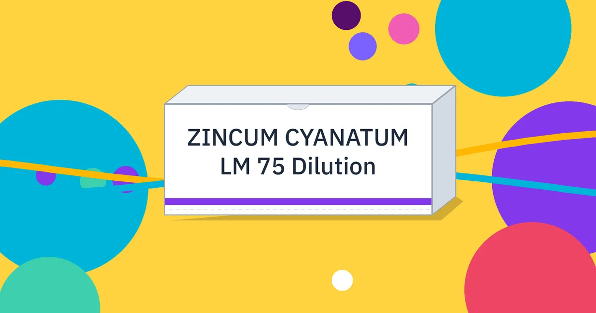 Symbolbild: Packung mit der Aufschrift ZINCUM CYANATUM LM 75 Dilution (PZN 13292783) – Verfügbarkeit und Bezug in Apotheken in Frankfurt am Main