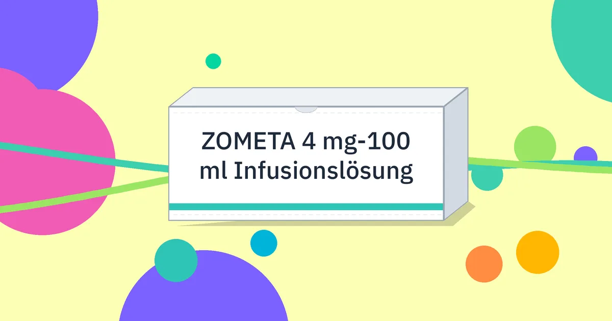Symbolbild: Packung mit der Aufschrift ZOMETA 4 mg-100 ml Infusionslösung (PZN 13352657) – Verfügbarkeit und Bezug in Apotheken in Frankfurt am Main