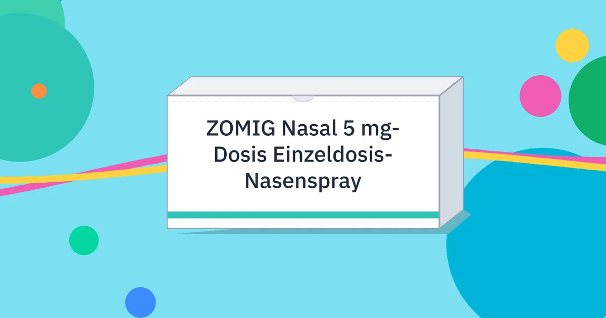 Symbolbild: Packung mit der Aufschrift ZOMIG Nasal 5 mg-Dosis Einzeldosis-Nasenspray (PZN 02842513) – Verfügbarkeit und Bezug in Apotheken in Frankfurt am Main