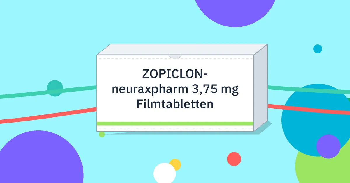 Symbolbild: Packung mit der Aufschrift ZOPICLON-neuraxpharm 3,75 mg Filmtabletten (PZN 00575829) – Verfügbarkeit und Bezug in Apotheken in Frankfurt am Main