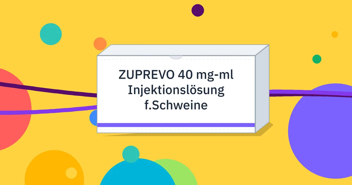 Symbolbild: Packung mit der Aufschrift ZUPREVO 40 mg-ml Injektionslösung f.Schweine (PZN 09302429) – Verfügbarkeit und Bezug in Apotheken in Frankfurt am Main
