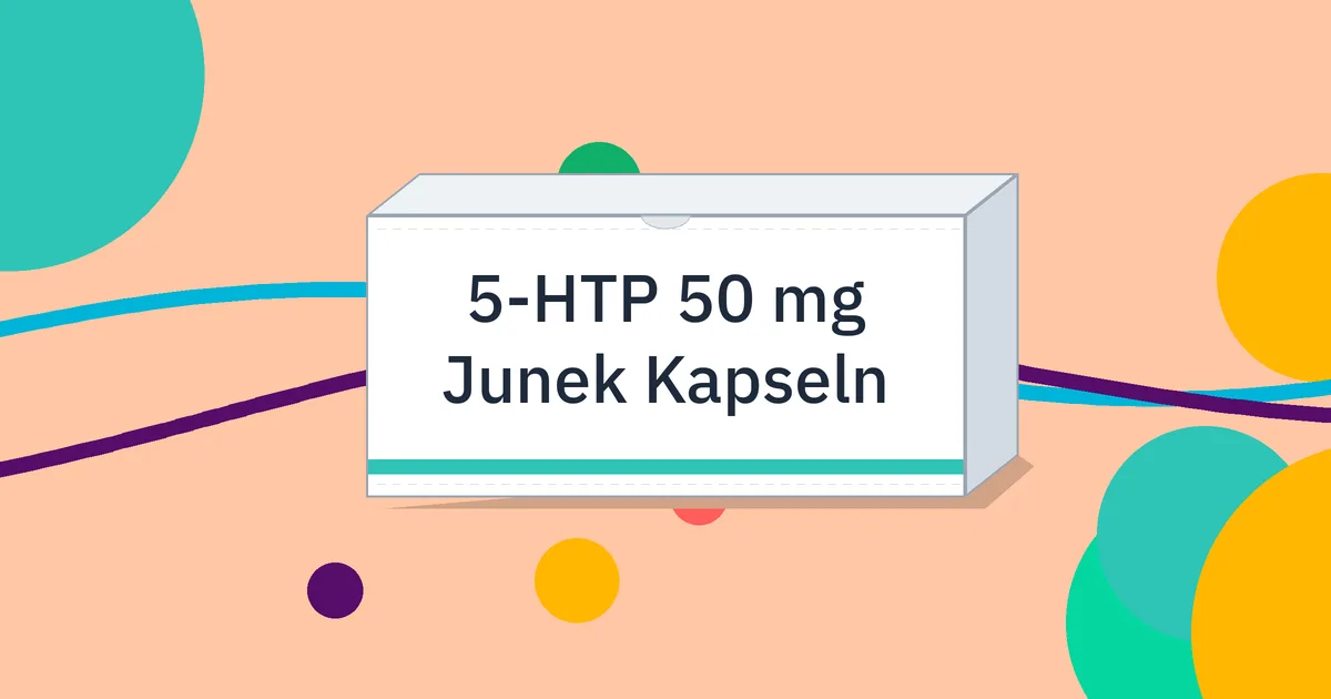 Symbolbild: Packung mit der Aufschrift 5-HTP 50 mg Junek Kapseln (PZN 10337568) – Verfügbarkeit und Bezug in Apotheken in Frankfurt am Main