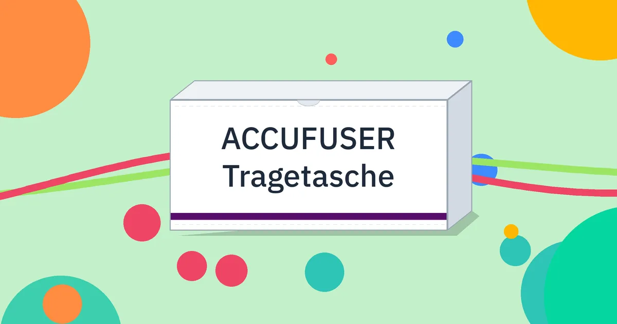 Symbolbild: Packung mit der Aufschrift ACCUFUSER Tragetasche (PZN 05950479) – Verfügbarkeit und Bezug in Apotheken in Frankfurt am Main
