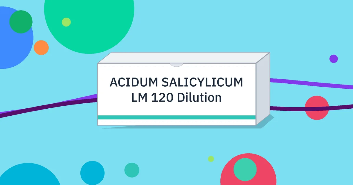 Symbolbild: Packung mit der Aufschrift ACIDUM SALICYLICUM LM 120 Dilution (PZN 13282589) – Verfügbarkeit und Bezug in Apotheken in Frankfurt am Main