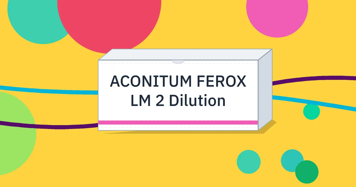 Symbolbild: Packung mit der Aufschrift ACONITUM FEROX LM 2 Dilution (PZN 13290287) – Verfügbarkeit und Bezug in Apotheken in Frankfurt am Main