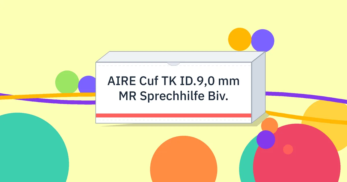 Symbolbild: Packung mit der Aufschrift AIRE Cuf TK ID.9,0 mm MR Sprechhilfe Biv. (PZN 02258553) – Verfügbarkeit und Bezug in Apotheken in Frankfurt am Main