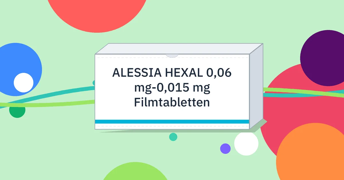 Symbolbild: Packung mit der Aufschrift ALESSIA HEXAL 0,06 mg-0,015 mg Filmtabletten (PZN 07402055) – Verfügbarkeit und Bezug in Apotheken in Frankfurt am Main