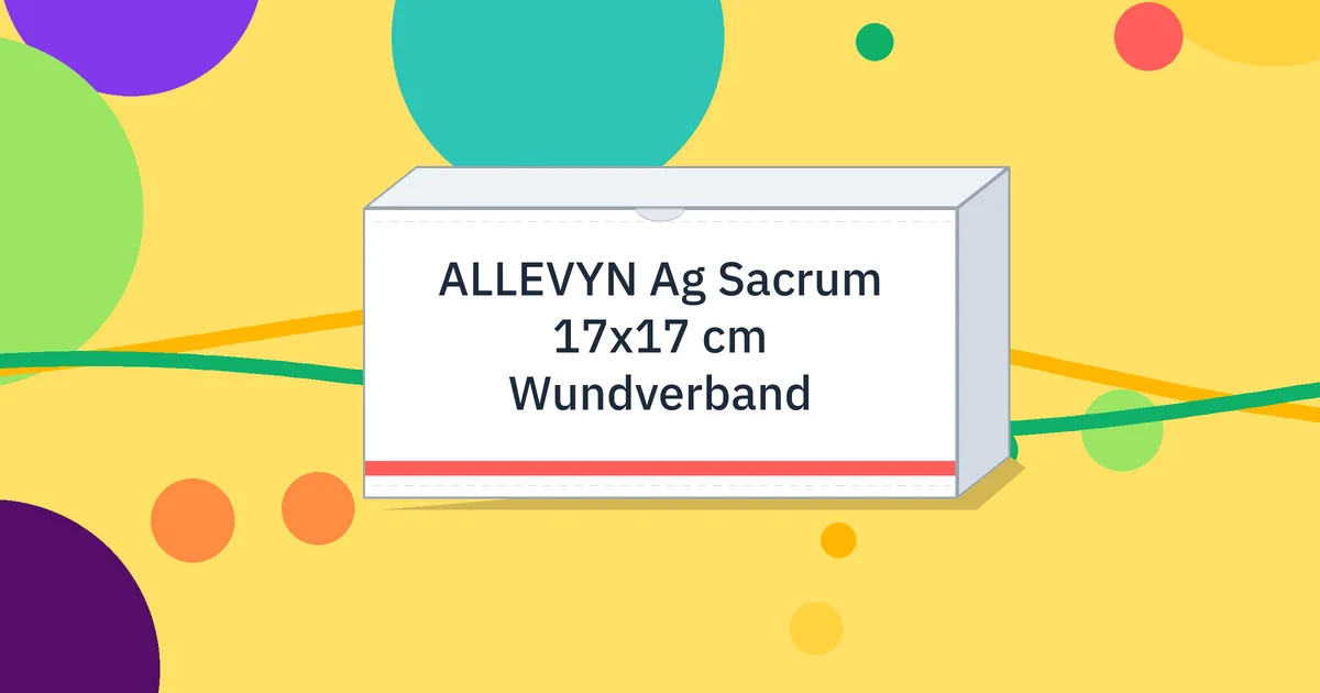 Symbolbild: Packung mit der Aufschrift ALLEVYN Ag Sacrum 17x17 cm Wundverband (PZN 16164293) – Verfügbarkeit und Bezug in Apotheken in Frankfurt am Main