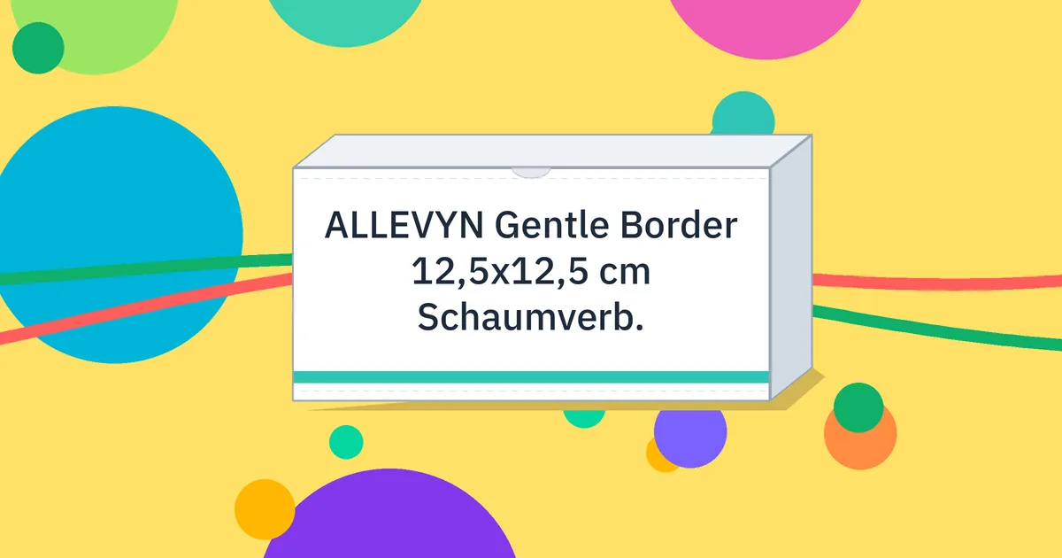 Symbolbild: Packung mit der Aufschrift ALLEVYN Gentle Border 12,5x12,5 cm Schaumverb. (PZN 17830846) – Verfügbarkeit und Bezug in Apotheken in Frankfurt am Main