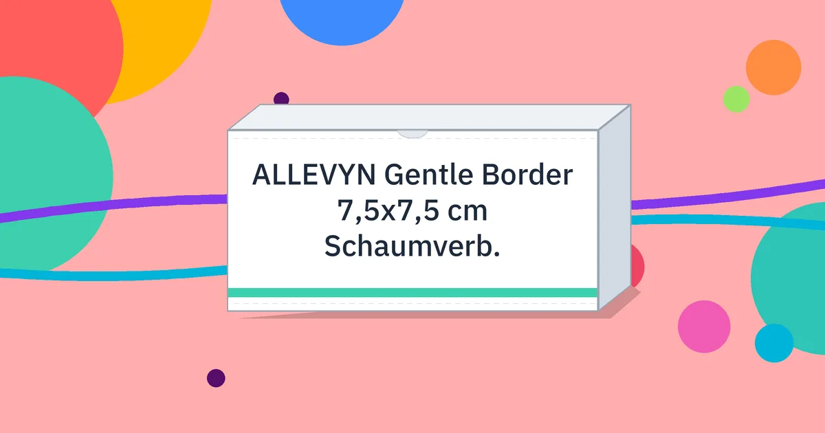 Symbolbild: Packung mit der Aufschrift ALLEVYN Gentle Border 7,5x7,5 cm Schaumverb. (PZN 18654558) – Verfügbarkeit und Bezug in Apotheken in Frankfurt am Main