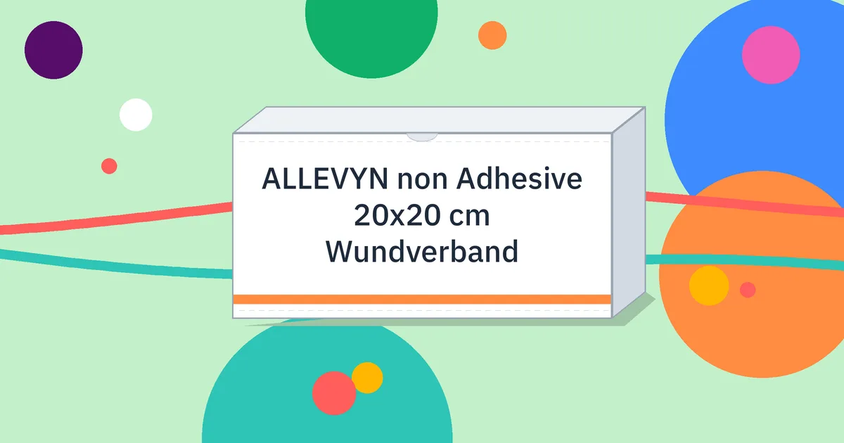 Symbolbild: Packung mit der Aufschrift ALLEVYN non Adhesive 20x20 cm Wundverband (PZN 01131193) – Verfügbarkeit und Bezug in Apotheken in Frankfurt am Main
