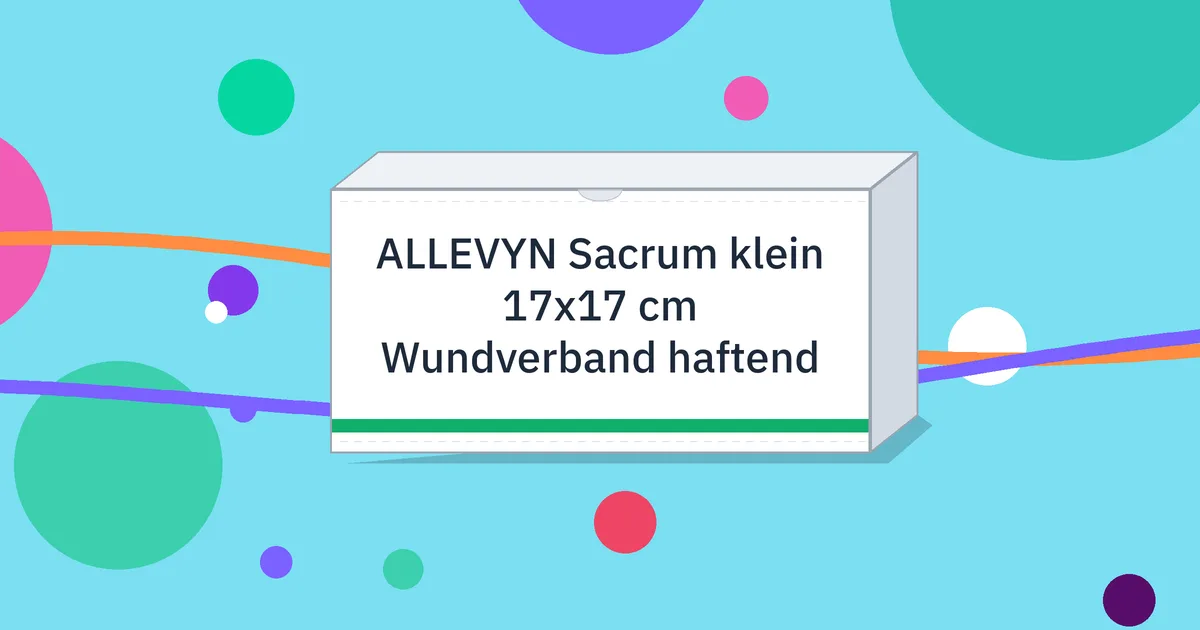 Symbolbild: Packung mit der Aufschrift ALLEVYN Sacrum klein 17x17 cm Wundverband haftend (PZN 18051736) – Verfügbarkeit und Bezug in Apotheken in Frankfurt am Main