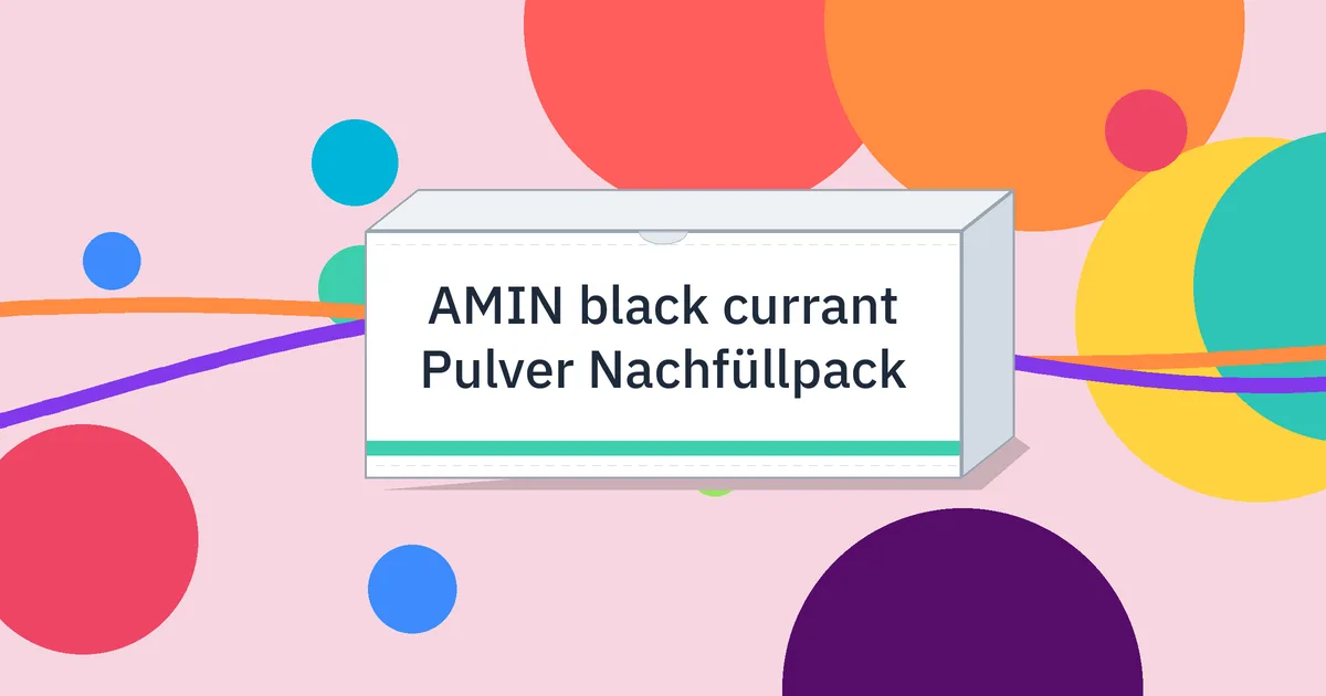 Symbolbild: Packung mit der Aufschrift AMIN black currant Pulver Nachfüllpack (PZN 16315007) – Verfügbarkeit und Bezug in Apotheken in Frankfurt am Main