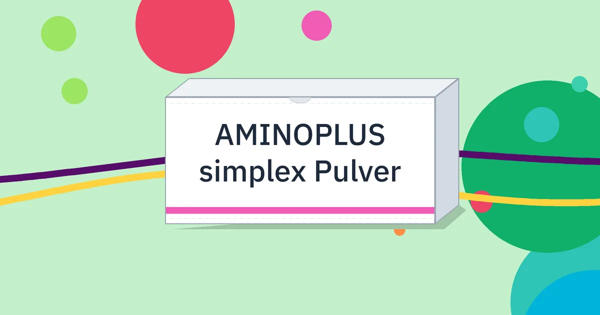 Symbolbild: Packung mit der Aufschrift AMINOPLUS simplex Pulver (PZN 13330526) – Verfügbarkeit und Bezug in Apotheken in Frankfurt am Main
