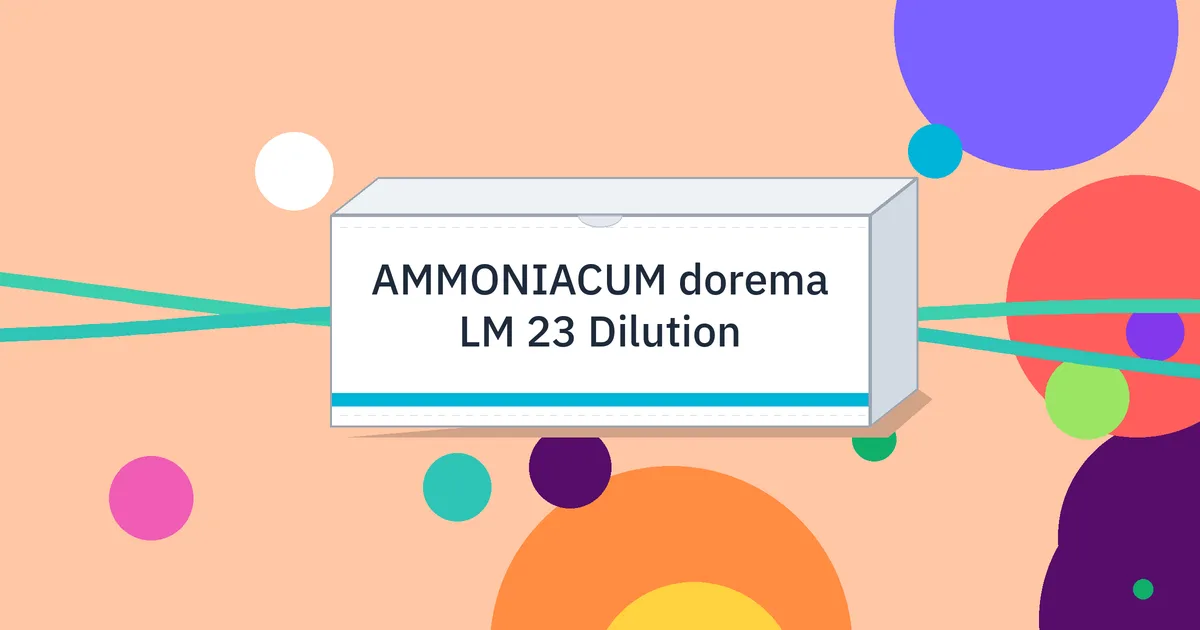 Symbolbild: Packung mit der Aufschrift AMMONIACUM dorema LM 23 Dilution (PZN 13319128) – Verfügbarkeit und Bezug in Apotheken in Frankfurt am Main