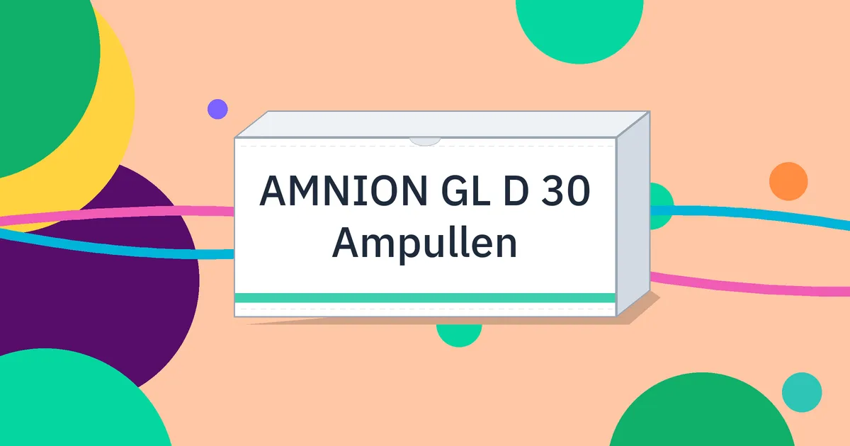 Symbolbild: Packung mit der Aufschrift AMNION GL D 30 Ampullen (PZN 02831432) – Verfügbarkeit und Bezug in Apotheken in Frankfurt am Main