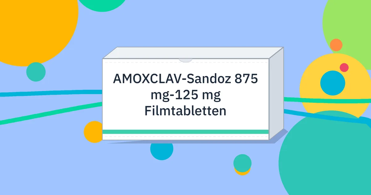 Symbolbild: Packung mit der Aufschrift AMOXCLAV-Sandoz 875 mg-125 mg Filmtabletten (PZN 19979653) – Verfügbarkeit und Bezug in Apotheken in Frankfurt am Main