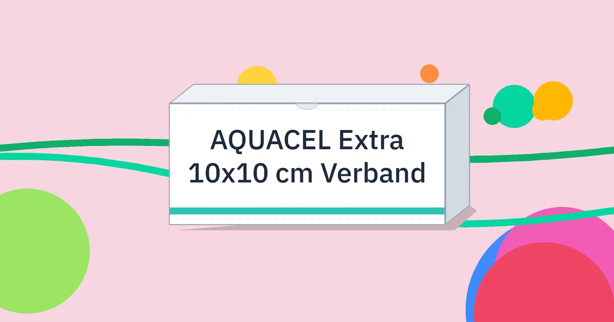 Symbolbild: Packung mit der Aufschrift AQUACEL Extra 10x10 cm Verband (PZN 19698440) – Verfügbarkeit und Bezug in Apotheken in Frankfurt am Main