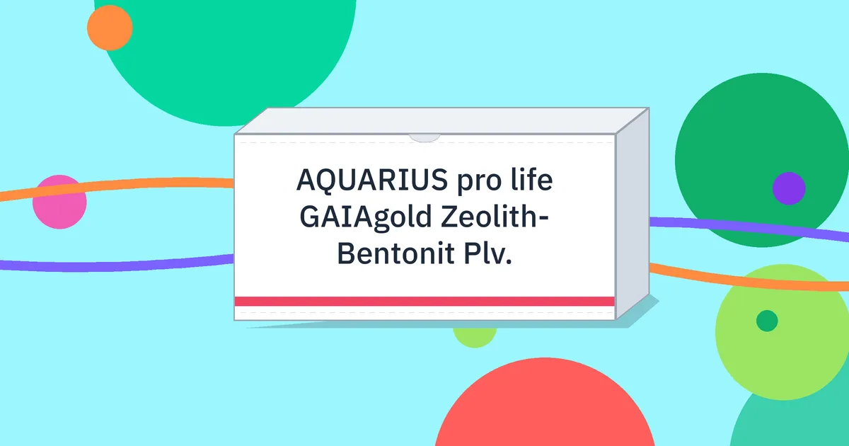 Symbolbild: Packung mit der Aufschrift AQUARIUS pro life GAIAgold Zeolith-Bentonit Plv. (PZN 17437296) – Verfügbarkeit und Bezug in Apotheken in Frankfurt am Main
