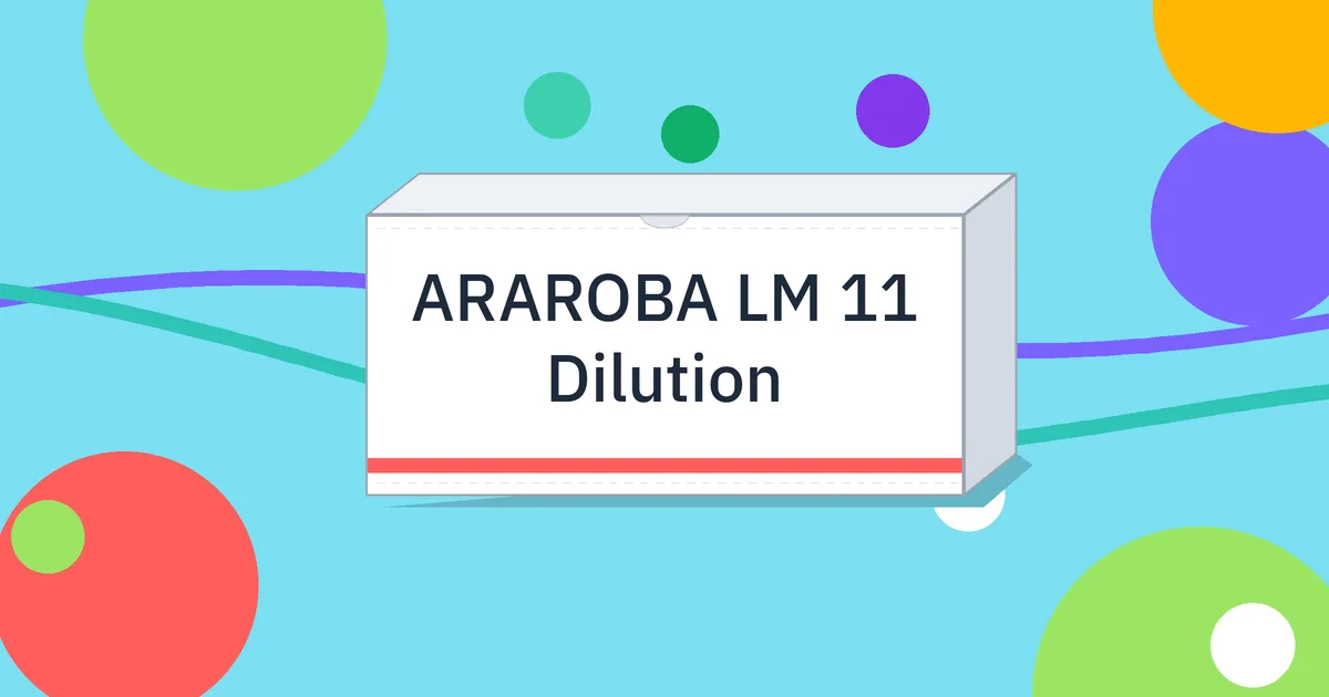 Symbolbild: Packung mit der Aufschrift ARAROBA LM 11 Dilution (PZN 13385585) – Verfügbarkeit und Bezug in Apotheken in Frankfurt am Main