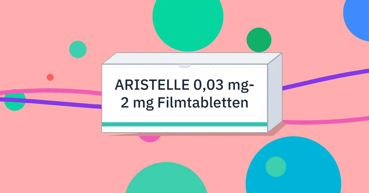 Symbolbild: Packung mit der Aufschrift ARISTELLE 0,03 mg-2 mg Filmtabletten (PZN 09421944) – Verfügbarkeit und Bezug in Apotheken in Frankfurt am Main