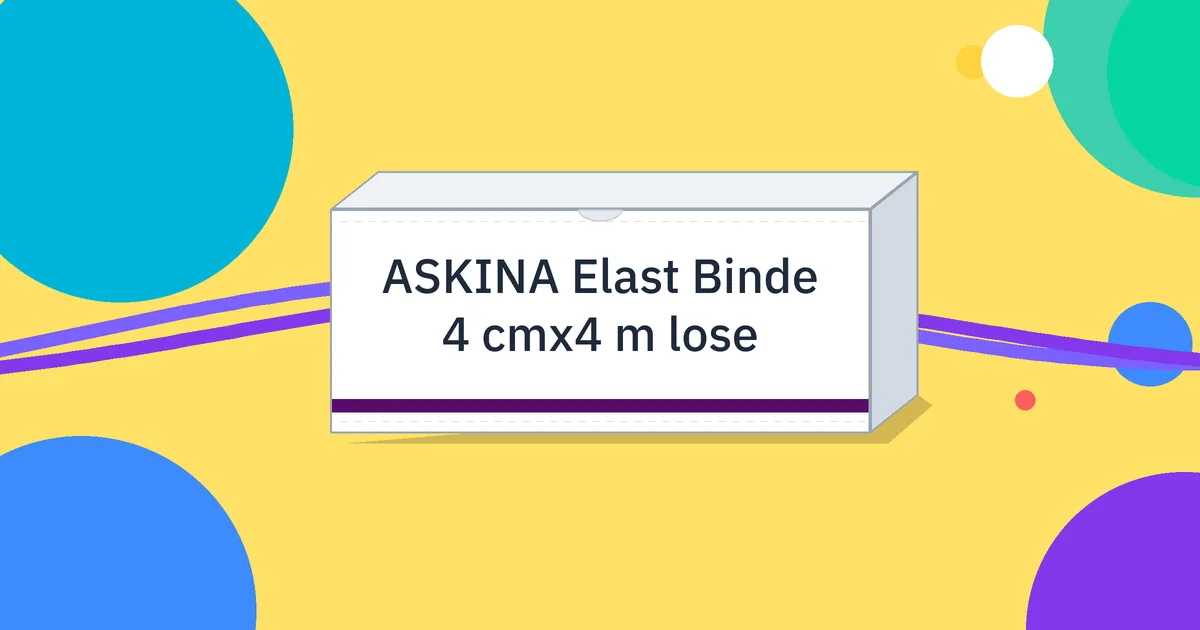 Symbolbild: Packung mit der Aufschrift ASKINA Elast Binde 4 cmx4 m lose (PZN 06158311) – Verfügbarkeit und Bezug in Apotheken in Frankfurt am Main