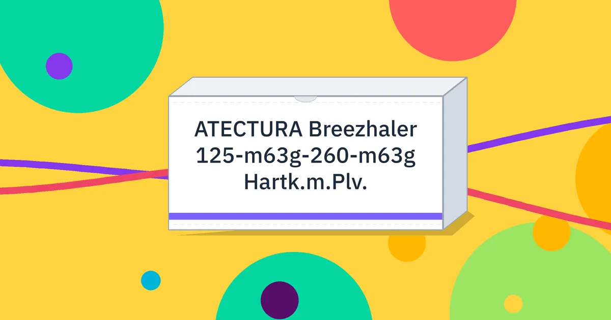 Symbolbild: Packung mit der Aufschrift ATECTURA Breezhaler 125-m63g-260-m63g Hartk.m.Plv. (PZN 17438806) – Verfügbarkeit und Bezug in Apotheken in Frankfurt am Main