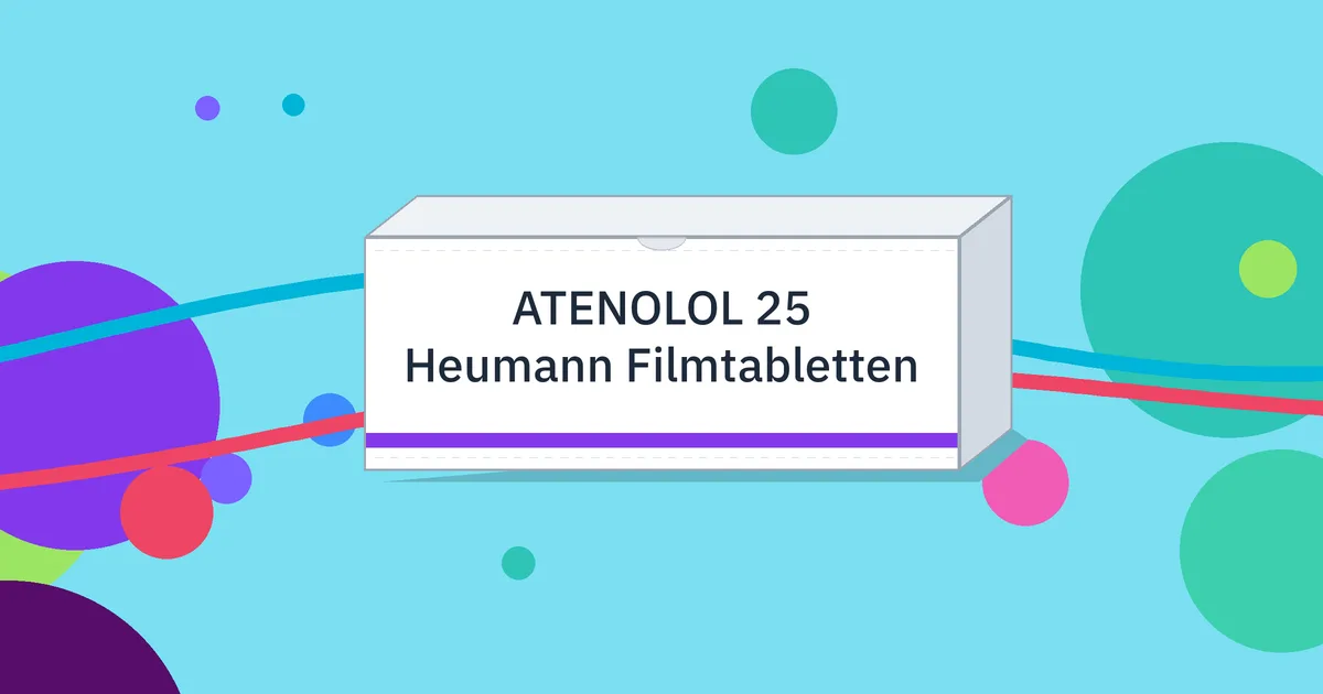 Symbolbild: Packung mit der Aufschrift ATENOLOL 25 Heumann Filmtabletten (PZN 03540582) – Verfügbarkeit und Bezug in Apotheken in Frankfurt am Main