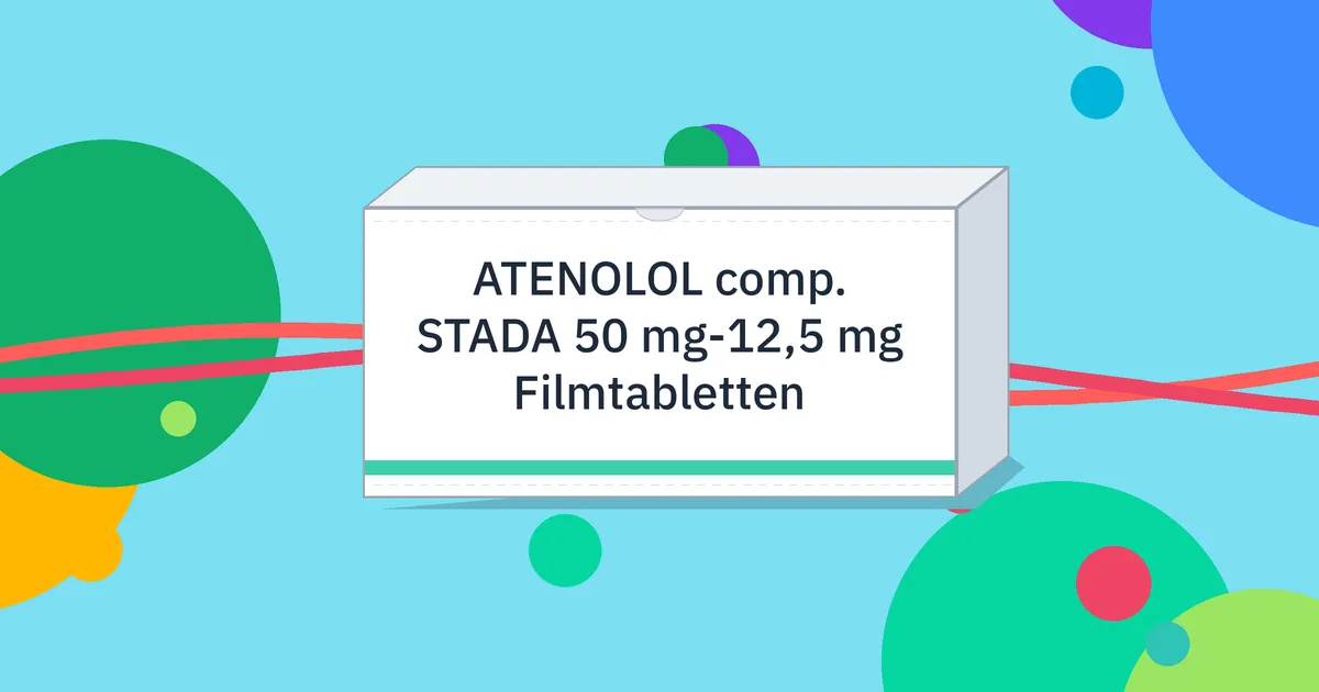 Symbolbild: Packung mit der Aufschrift ATENOLOL comp. STADA 50 mg-12,5 mg Filmtabletten (PZN 00177193) – Verfügbarkeit und Bezug in Apotheken in Frankfurt am Main