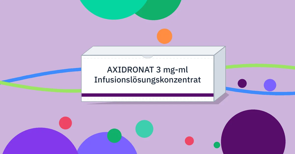 Symbolbild: Packung mit der Aufschrift AXIDRONAT 3 mg-ml Infusionslösungskonzentrat (PZN 05858911) – Verfügbarkeit und Bezug in Apotheken in Frankfurt am Main