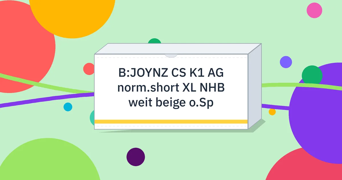 Symbolbild: Packung mit der Aufschrift B:JOYNZ CS K1 AG norm.short XL NHB weit beige o.Sp (PZN 20532911) – Verfügbarkeit und Bezug in Apotheken in Frankfurt am Main
