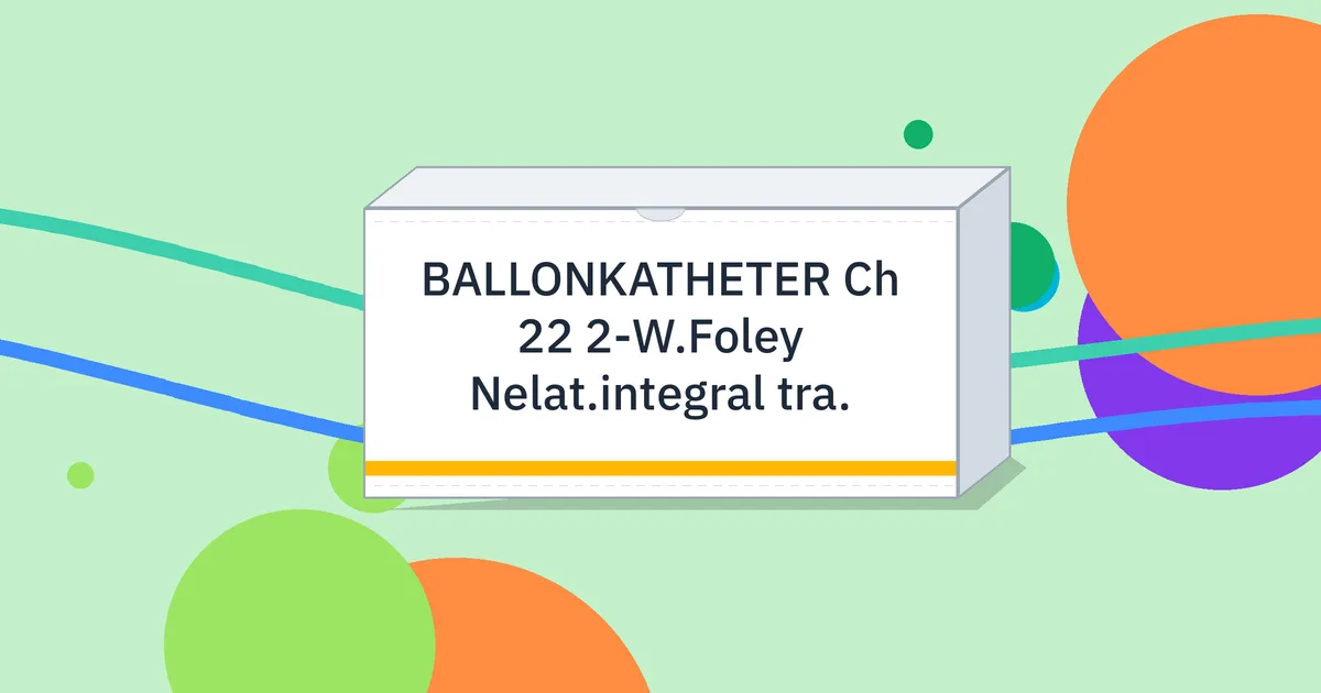 Symbolbild: Packung mit der Aufschrift BALLONKATHETER Ch 22 2-W.Foley Nelat.integral tra. (PZN 14350264) – Verfügbarkeit und Bezug in Apotheken in Frankfurt am Main