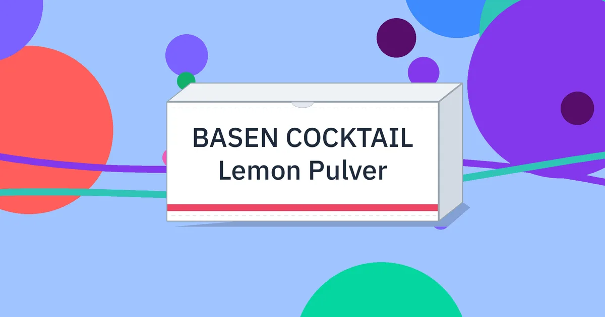 Symbolbild: Packung mit der Aufschrift BASEN COCKTAIL Lemon Pulver (PZN 07046212) – Verfügbarkeit und Bezug in Apotheken in Frankfurt am Main