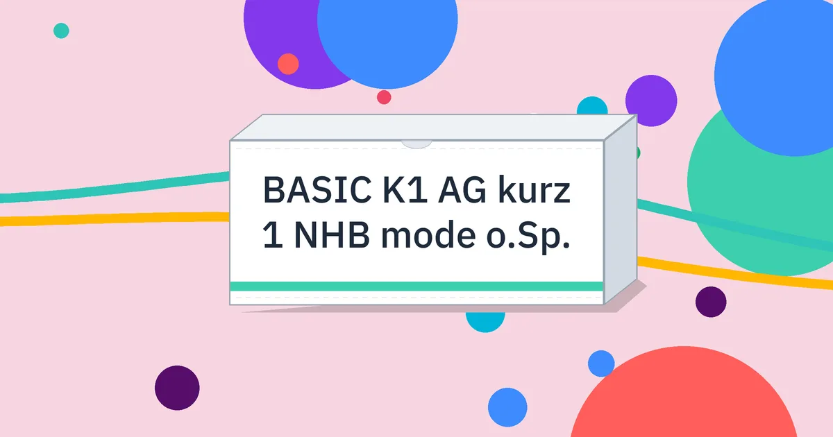 Symbolbild: Packung mit der Aufschrift BASIC K1 AG kurz 1 NHB mode o.Sp. (PZN 20259786) – Verfügbarkeit und Bezug in Apotheken in Frankfurt am Main